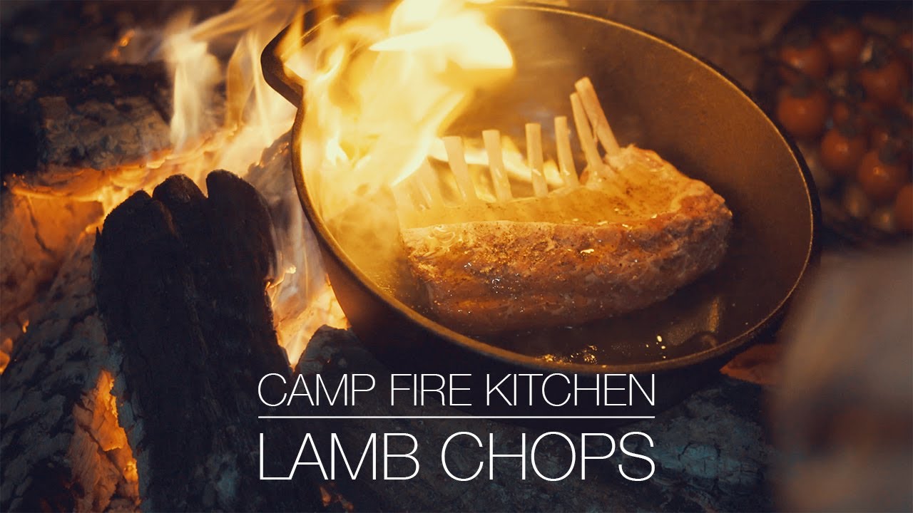 Camp Fire Kitchen | Lamb Chops of whole Rack of Lamb and Sides cooked ...