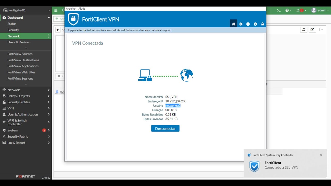 SSL VPN autenticada por um Remote Group do FAC (Fortinet) - YouTube