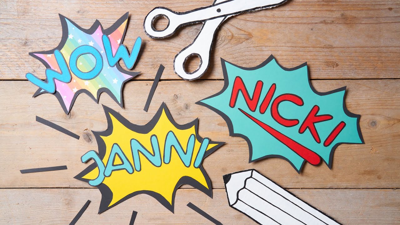 Namensschild basteln im Comic-Look - YouTube