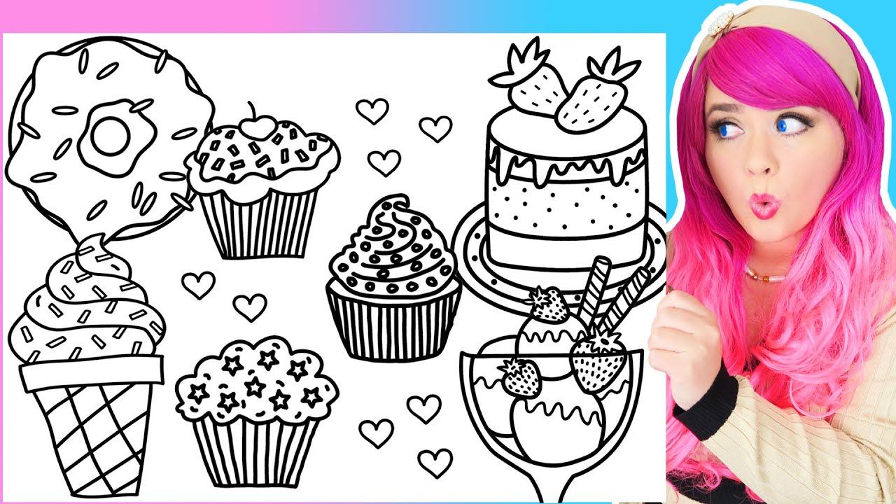 Coloring Sweet Treats Cakes, Donuts, Ice Cream & Cupcakes Coloring ...
