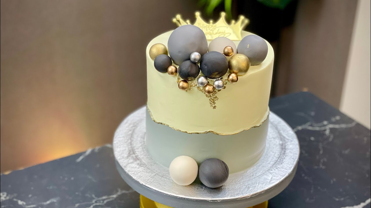 Two Tone Whipped Cream Cake | Styrofoam balls | Decoration Idea. - YouTube
