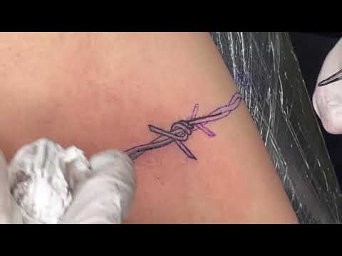 Barbed wire tattoo timelapse video, dikenli tel dovmesi.