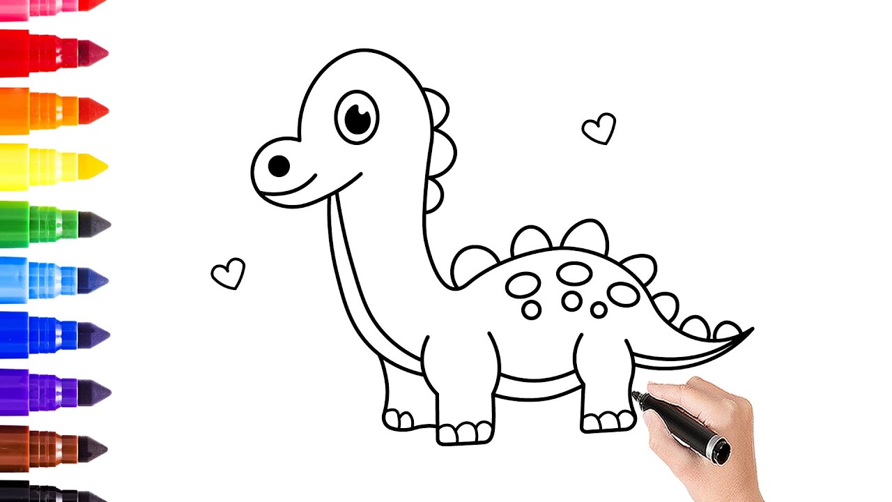 How To Draw Cute Baby Diplodocus | Step By Step Easy Cute Drawings ...