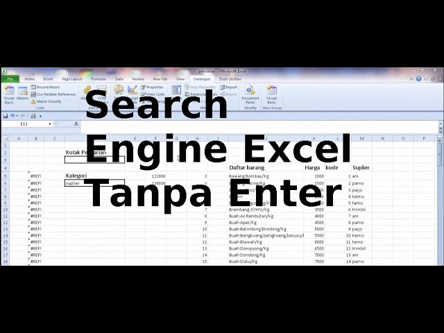Cara Membuat Excel Search Engine Banyak Kolom @SuginoDaryanto