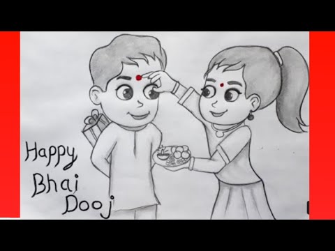 Bhai dooj drawing|How to draw bhai dooj drawing|Bhai dooj pencil ...