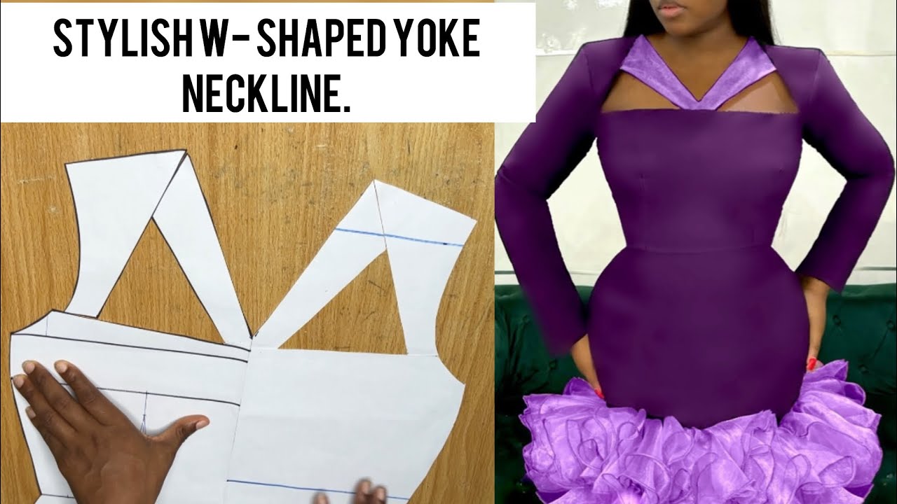 How to Draft a Basic dress Pattern with a stylish Queen Ann M-Shaped Keyhole neckline. - YouTube