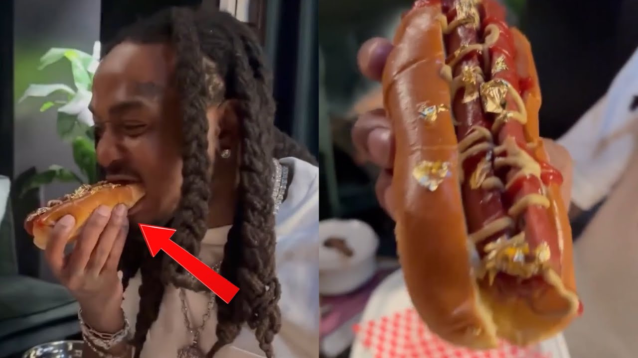 “$100,000 Glizzy” Quavo Caught Eating A Golden Glizzy At A Restaurant ...