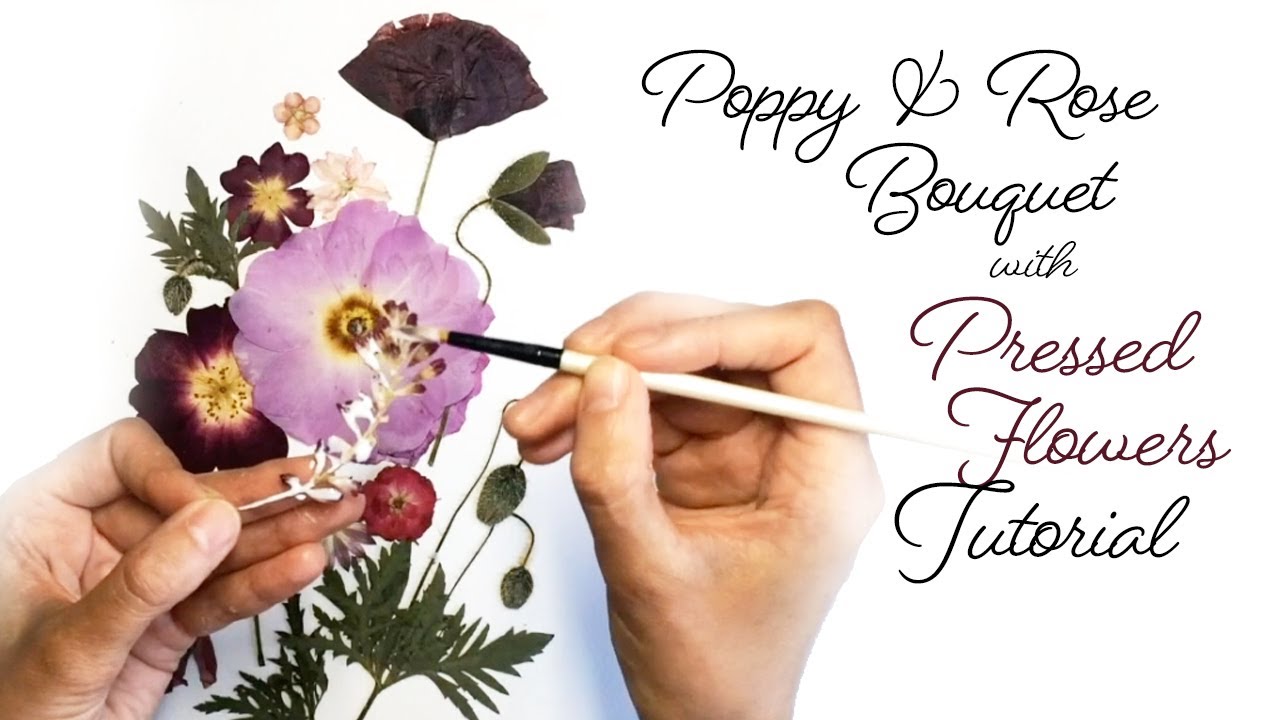 Art from Pressed flowers 'Poppy & Rose Bouquet'. Handmade gift idea ...