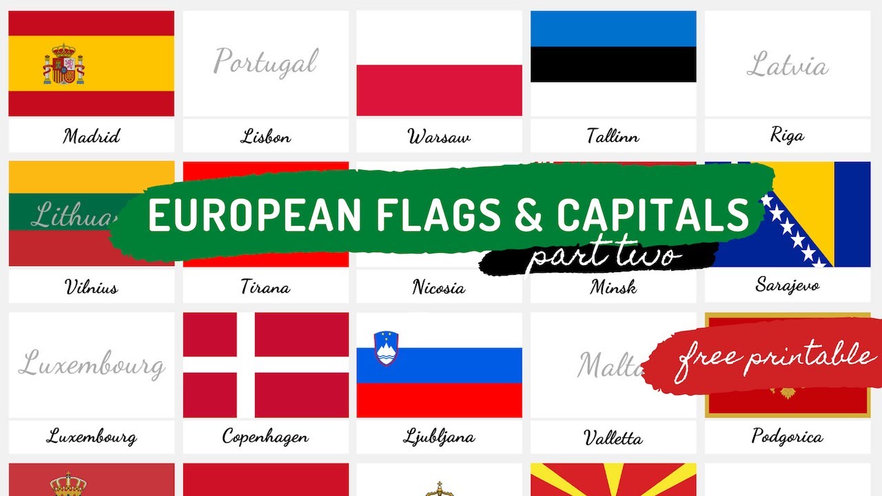 Learn flags and capitals cities of Europe part 2 / preschoolers ...