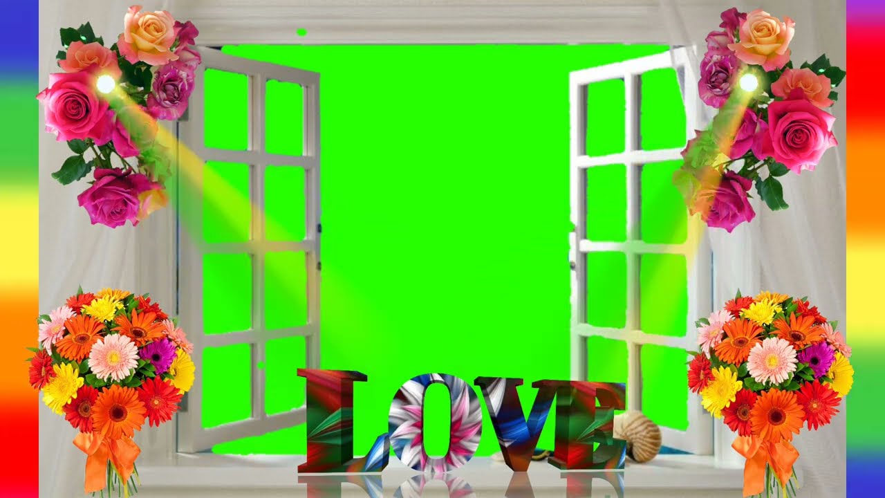 Flower Love Light Photo Frame Wedding Green background screen effect HD ...