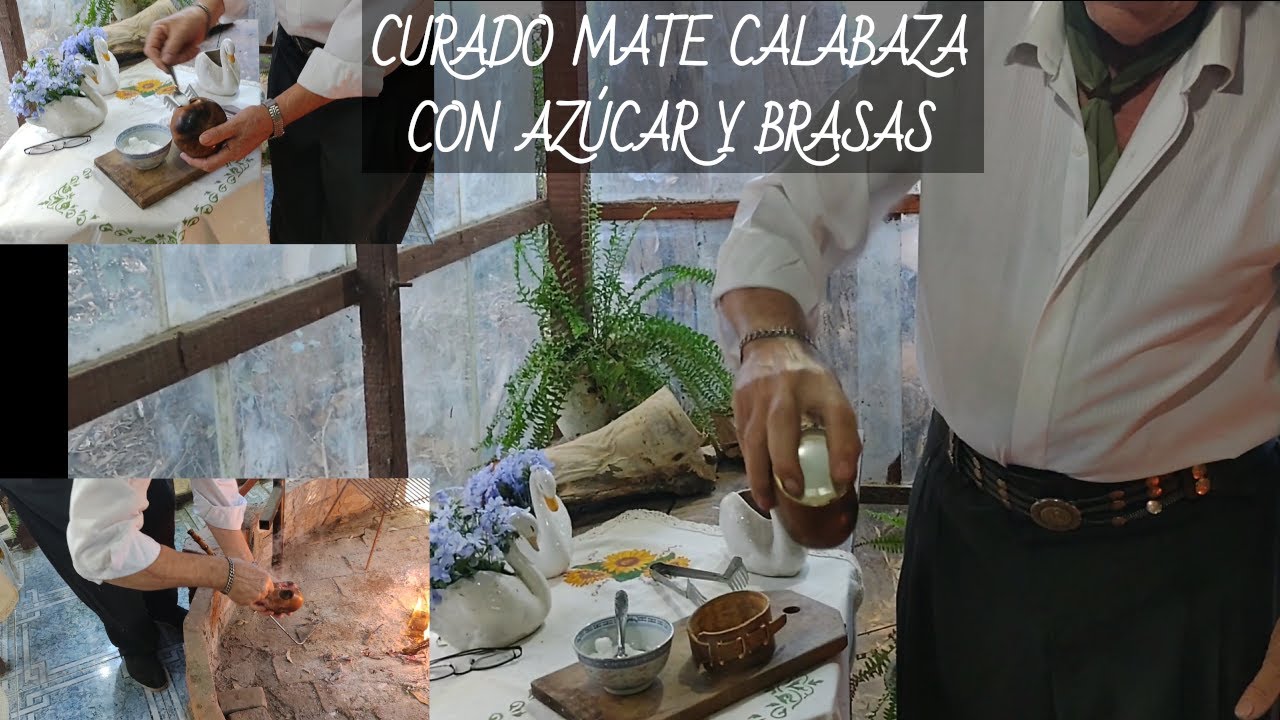 Como curar un mate de calabaza con azúcar y brasas - YouTube