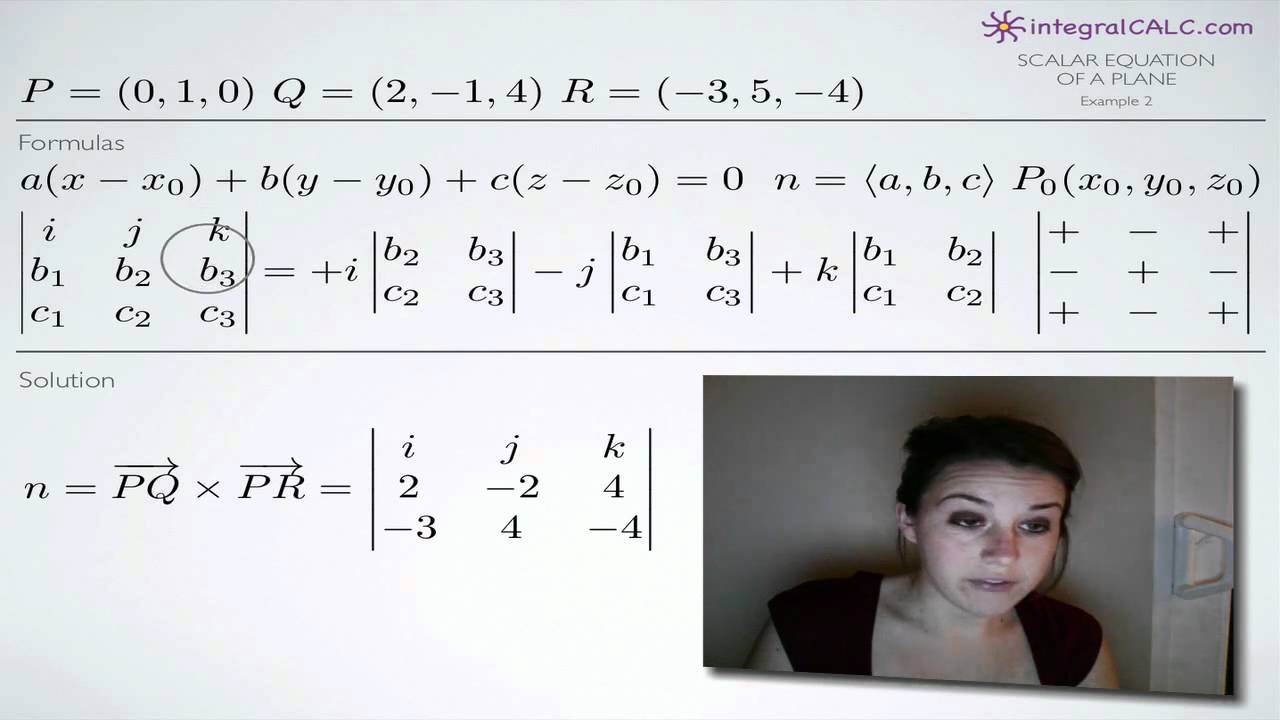 Scalar Equation of a Plane Example 2 (KristaKingMath) - YouTube