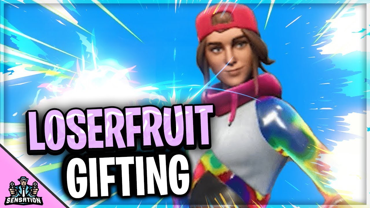 QUICK LOOK! NEW FORTNITE LOSERFRUIT SKIN GAMEPLAY & EMOTES! GIFTING ...