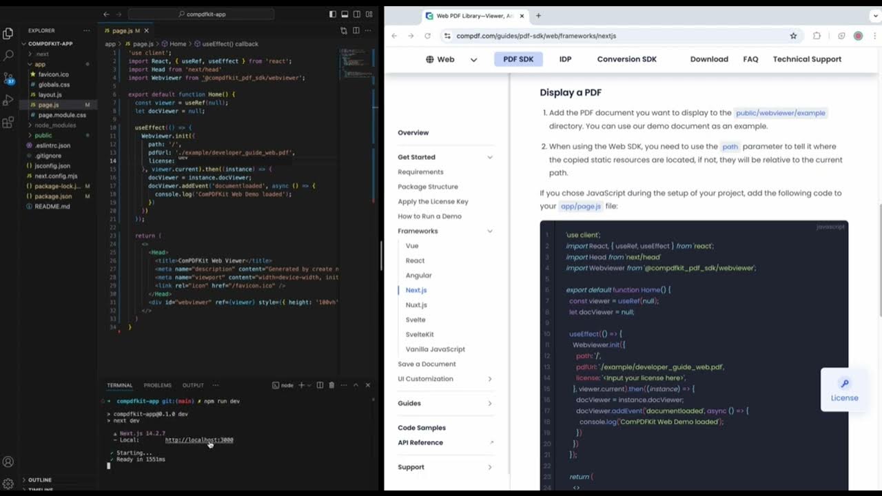 How to Create A Next.js PDF Editor - Step 4: Start the App and Open it on the Default Broswer ...