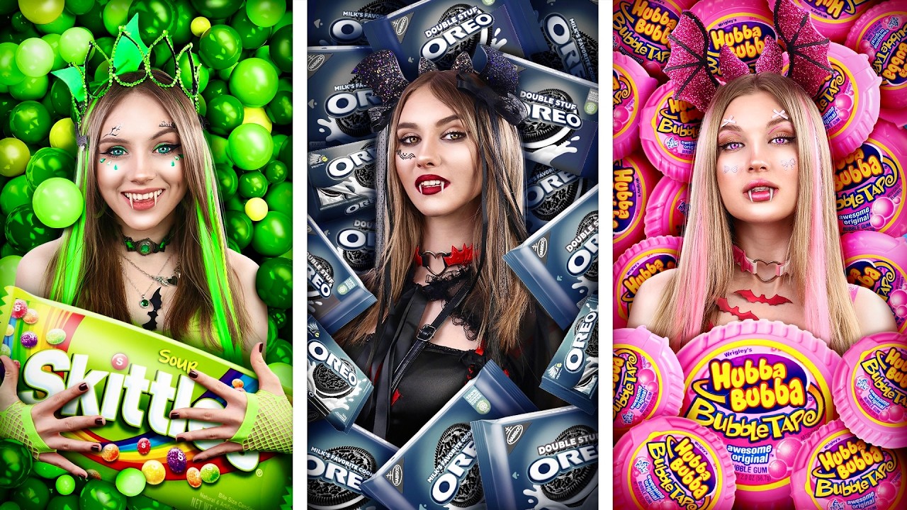 Vampires in One Color Challenge! Pink vs Black vs Green Vampire - YouTube