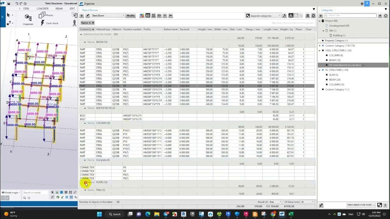Tekla Structure-Steel quantity takeoff floor by floor. - YouTube