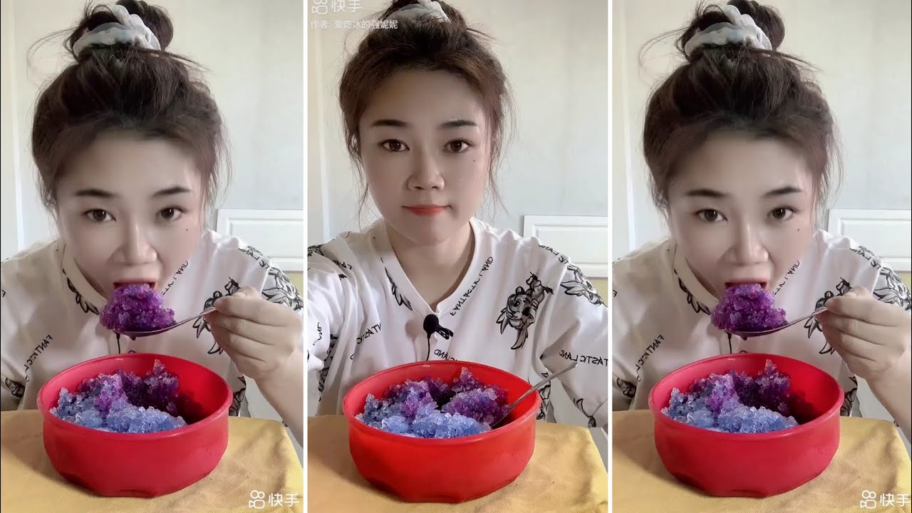 blue-purple melty ice eating asmr || full video - YouTube