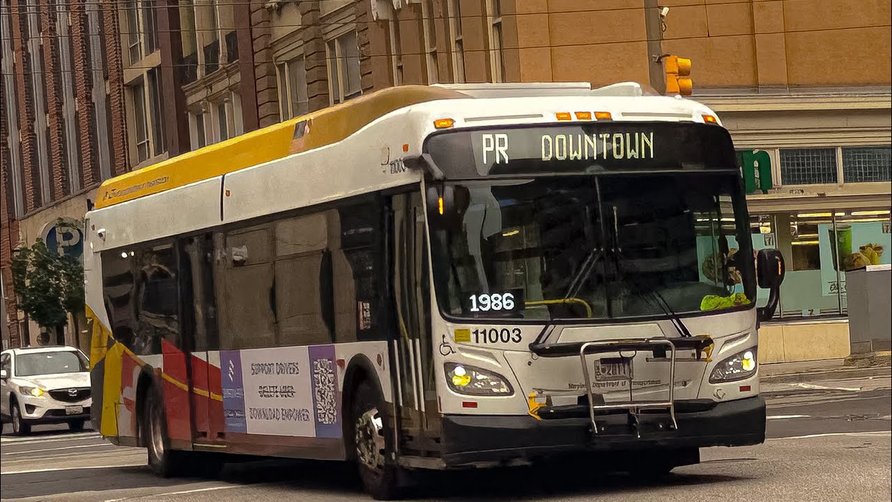 MTA MARYLAND: 2011 NFI XDE40 #11034 on citylink yellow - YouTube