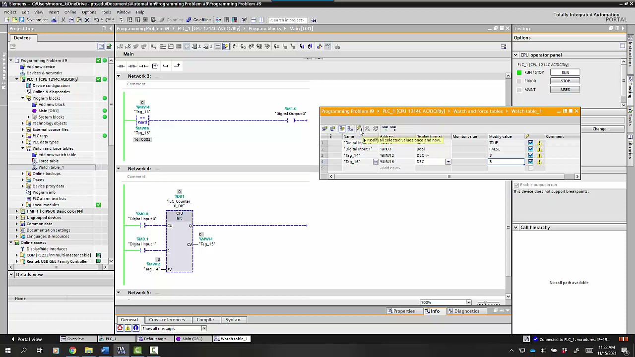 Siemens S7-1200 TIA Equal Instruction - YouTube