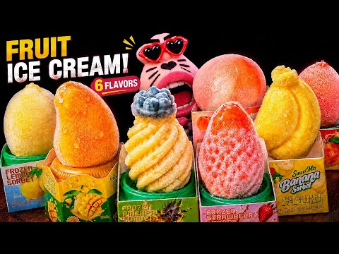 ASMR 6 FLAVORS OF FRUIT SORBET 🍨❄️ ICE CREAM MUKBANG