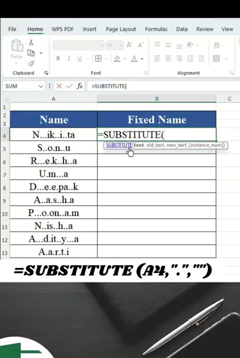 Clean Data Using SUBSTITUTE Function.#excel_analyticsa2z - YouTube