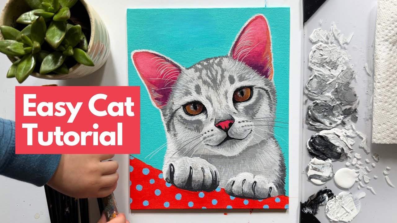 Acrylic Cat Painting for Relaxation & Creativity | Vibrant Colors ...
