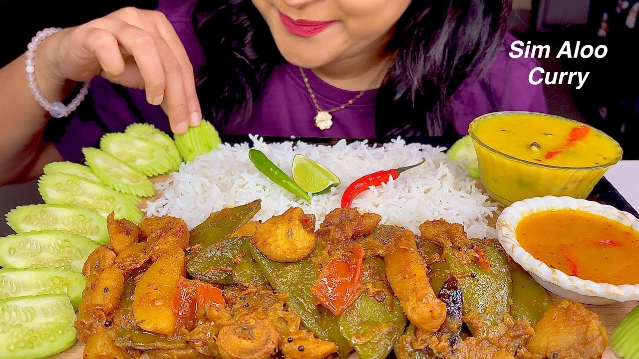 Cooking & Eating winter special Sim Aloo Curry with Moong daal and ...