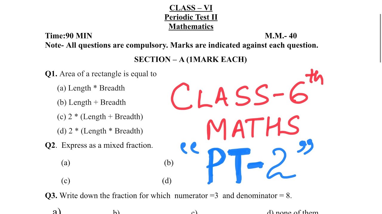 KV Class 6 Maths PT 2 Preparation | #pt2 #class6maths - YouTube