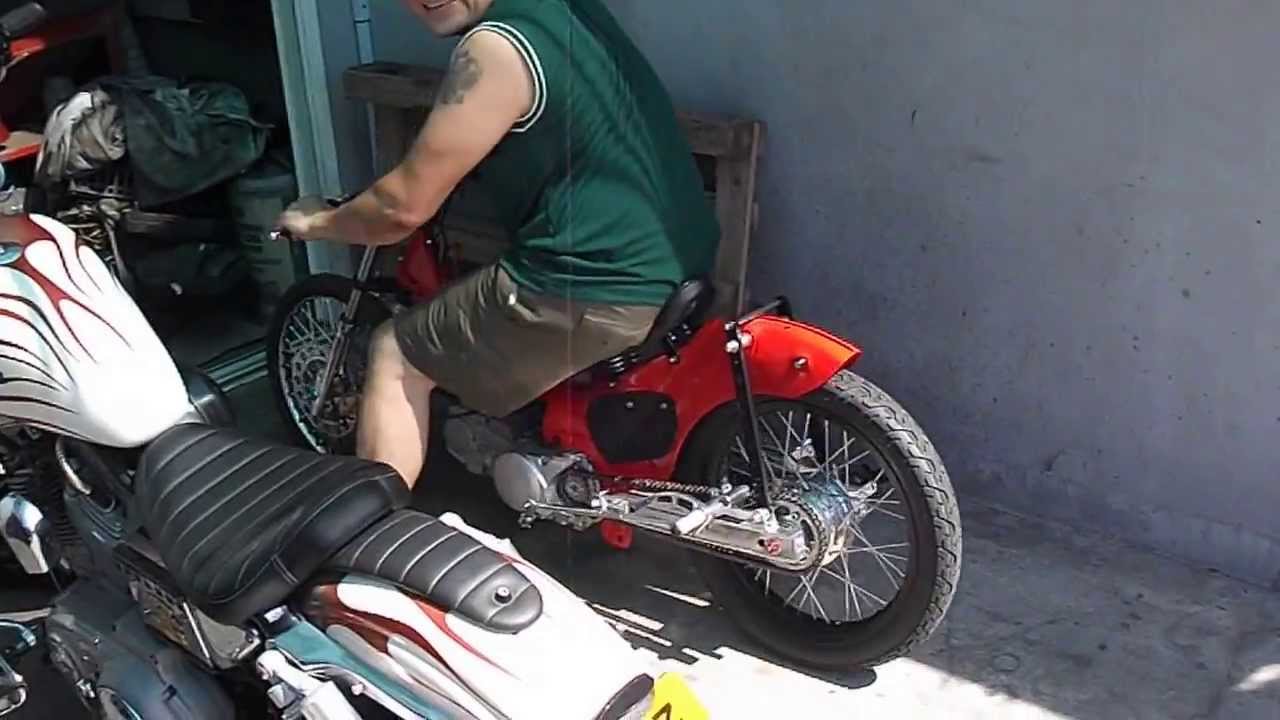 Custom Drag Honda Cub C50, 160cc 1st TEST ride :) - YouTube