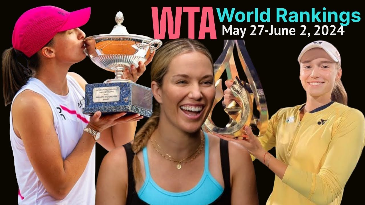 WTA Rankings 27 May to 2 June 2024. This Week World Top 10 Female ...