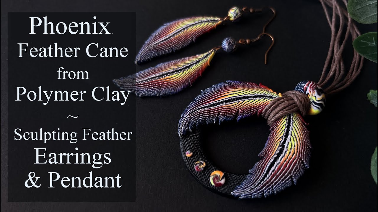 Phoenix Feather Cane from Polymer Clay - Sculpting Feather Earrings ...