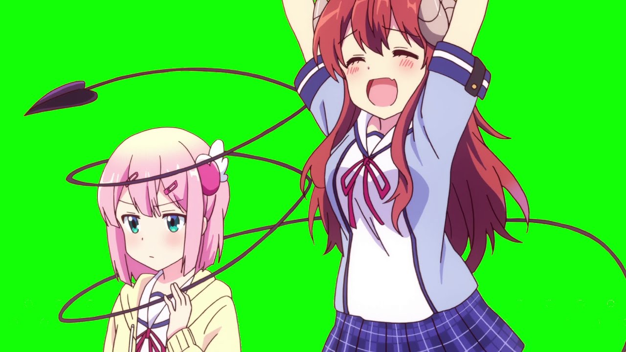 [Machikado Mazoku] Shamiko's first win tail wrap [Green Screen] - YouTube