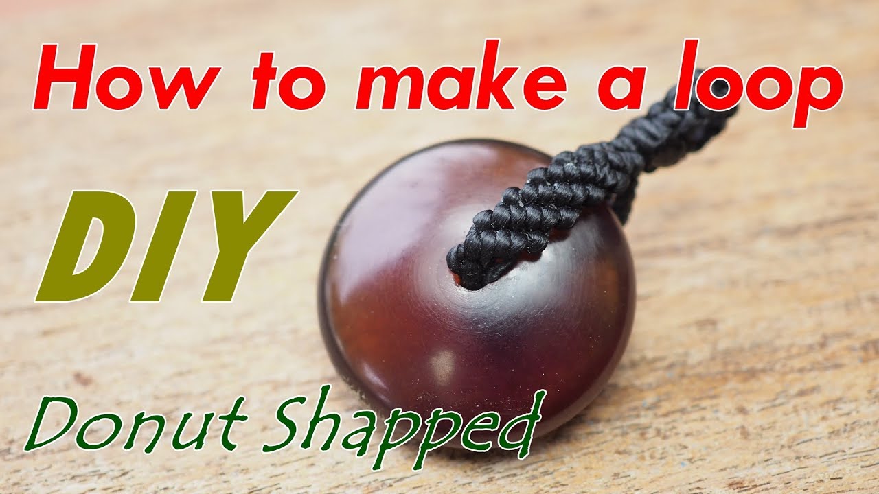How to make a macrame knot loop pendant with donut shaped amber - YouTube