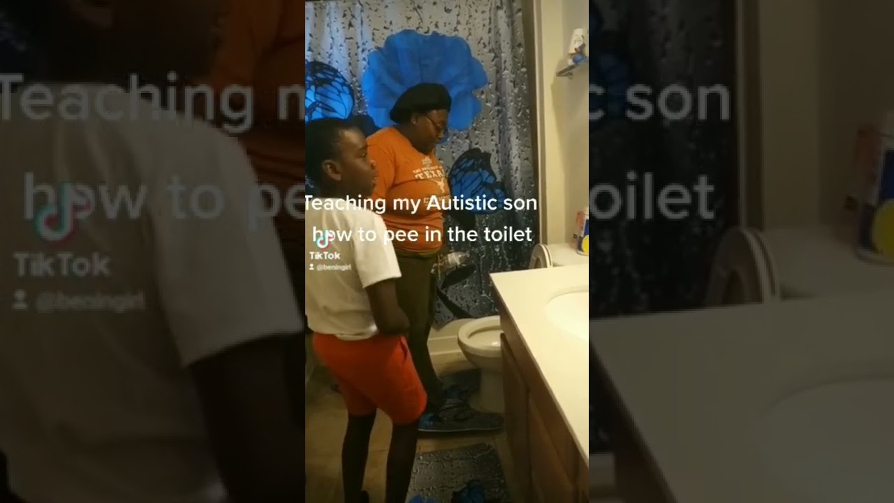 Teaching my Autistic son how to pee in the toilet bowl. #autism# ...