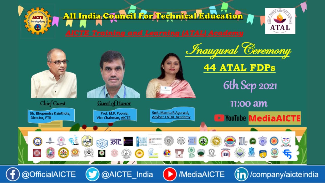 Inaugural Ceremony of 44 ATAL FDPs - YouTube