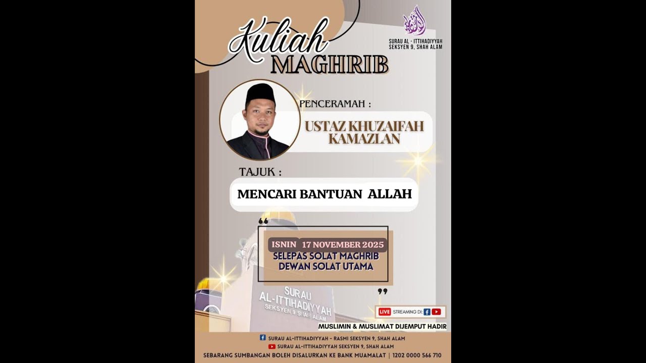 LiVe @alittihadiyyah KULIAH MAGHRIB | 17 NOVEMBER 2025 | 27 JAMADIL ...