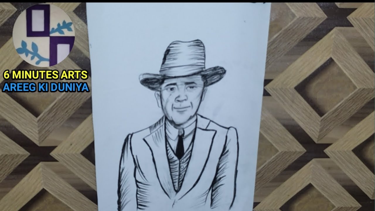 How to draw a gentleman wearing a hat || Drawing arts || pencil sketch ...