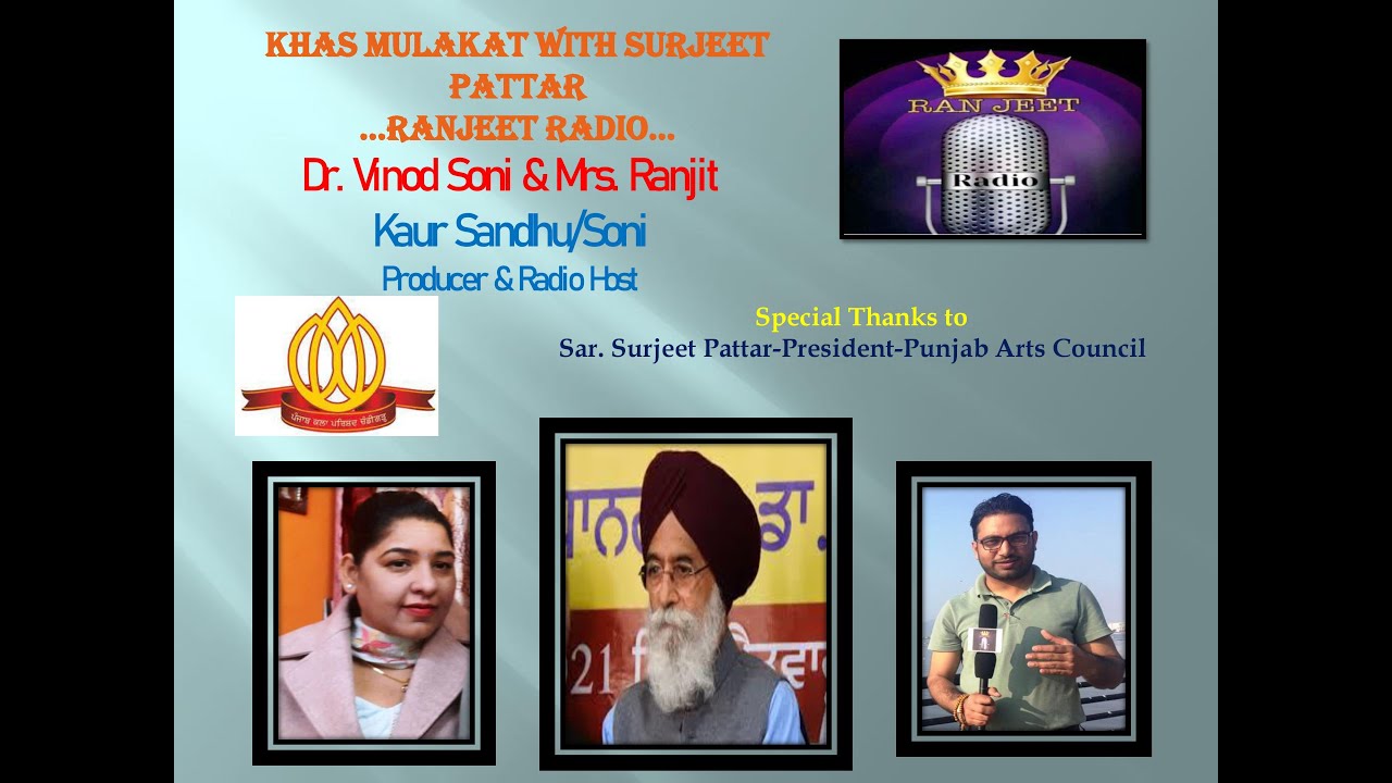 Khas Mulakat with Surjeet Pattar-President-Punjab Arts Council - YouTube