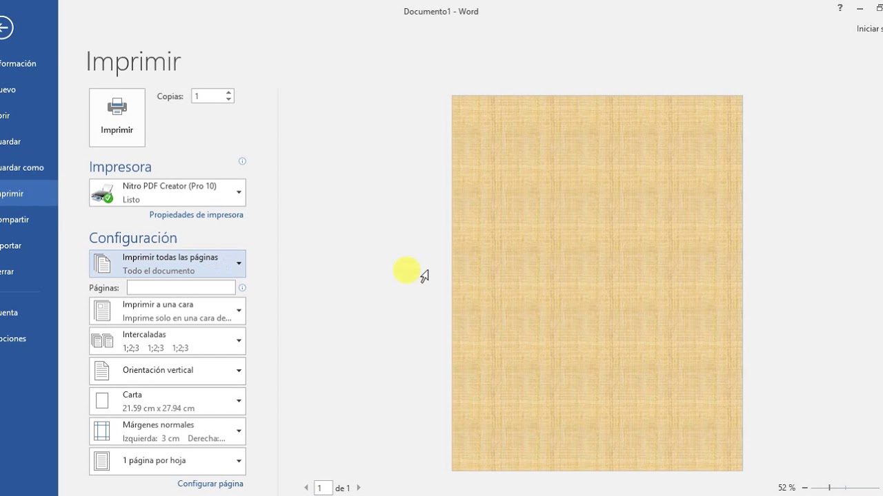 Imprimir color, textura o trama en word 2016 - YouTube