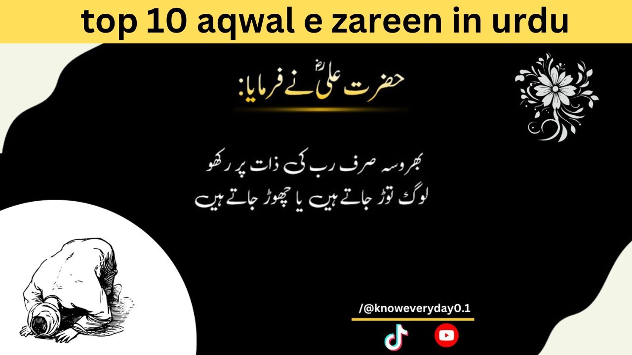 Top 10 aqwal e zareen in urdu | aqwale zareen | #islamicquotes - YouTube