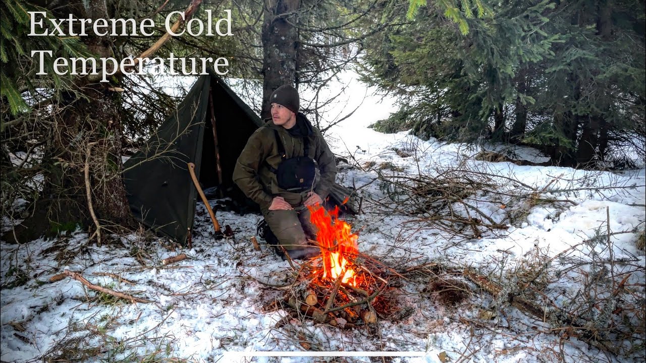 2 DAYS Solo Winter Lavvu Camping in Snow - Extreme Cold Temperature ...