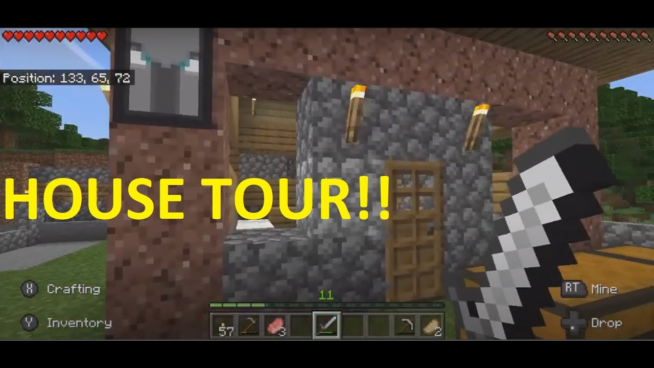 Minecraft - HARD MODE - Day 3 with House Tour! - YouTube