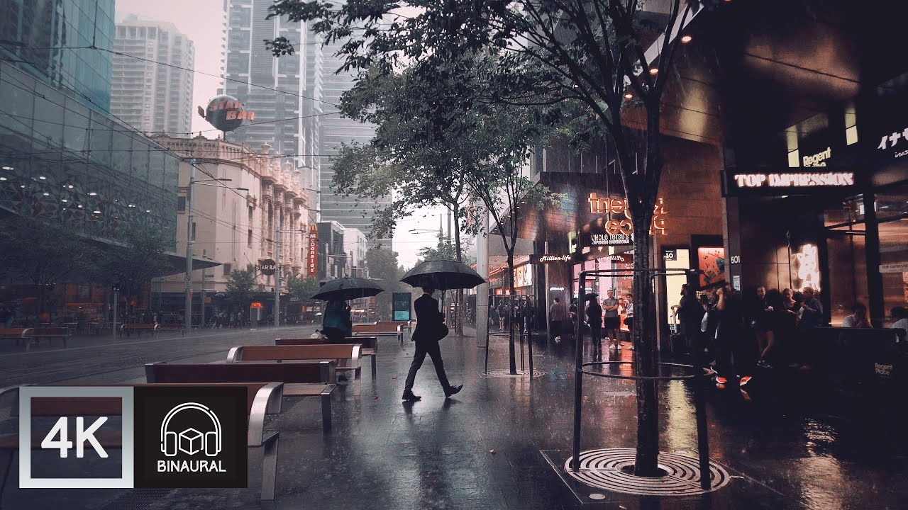 City Rain Walk 4K | Sydney Heavy Rain 🌧️🌧️ | HDR 60FPS Binaural Audio ...