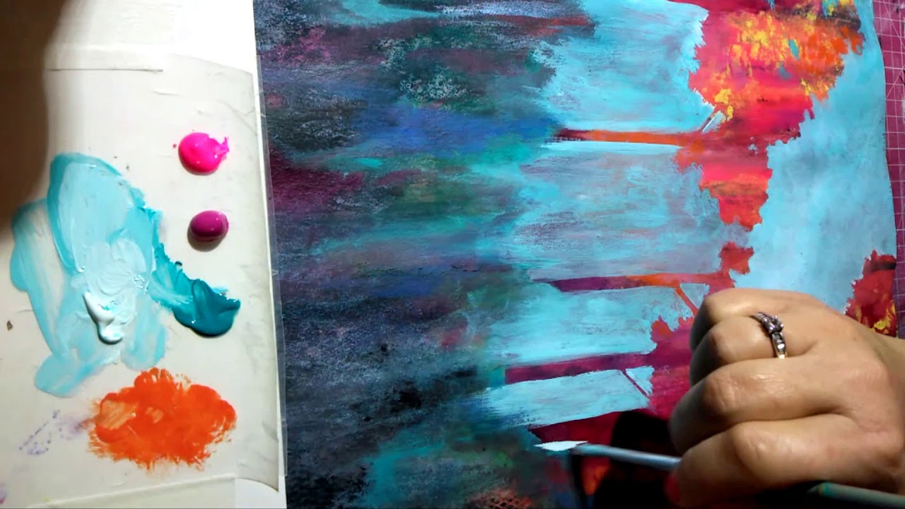 Abstract forest with Negative Painting - YouTube