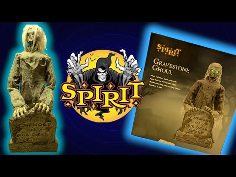 Spirit Halloween gravestone ghoul unboxing setup and demo - YouTube