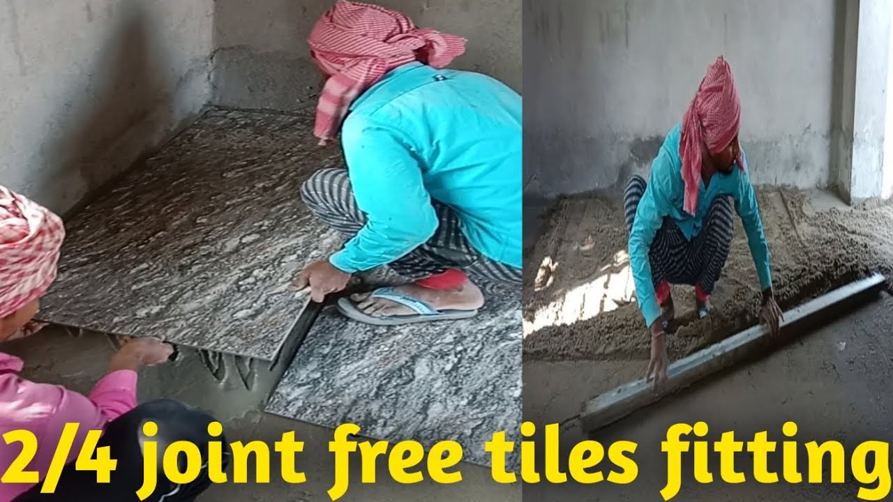 2/4 joint free tiles fitting 💯//floor tiles install// - YouTube