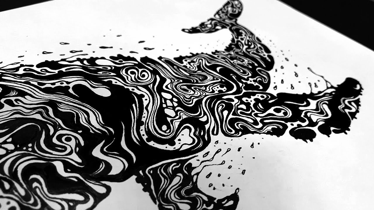 Pen Drawing / Whale - speed drawing - YouTube