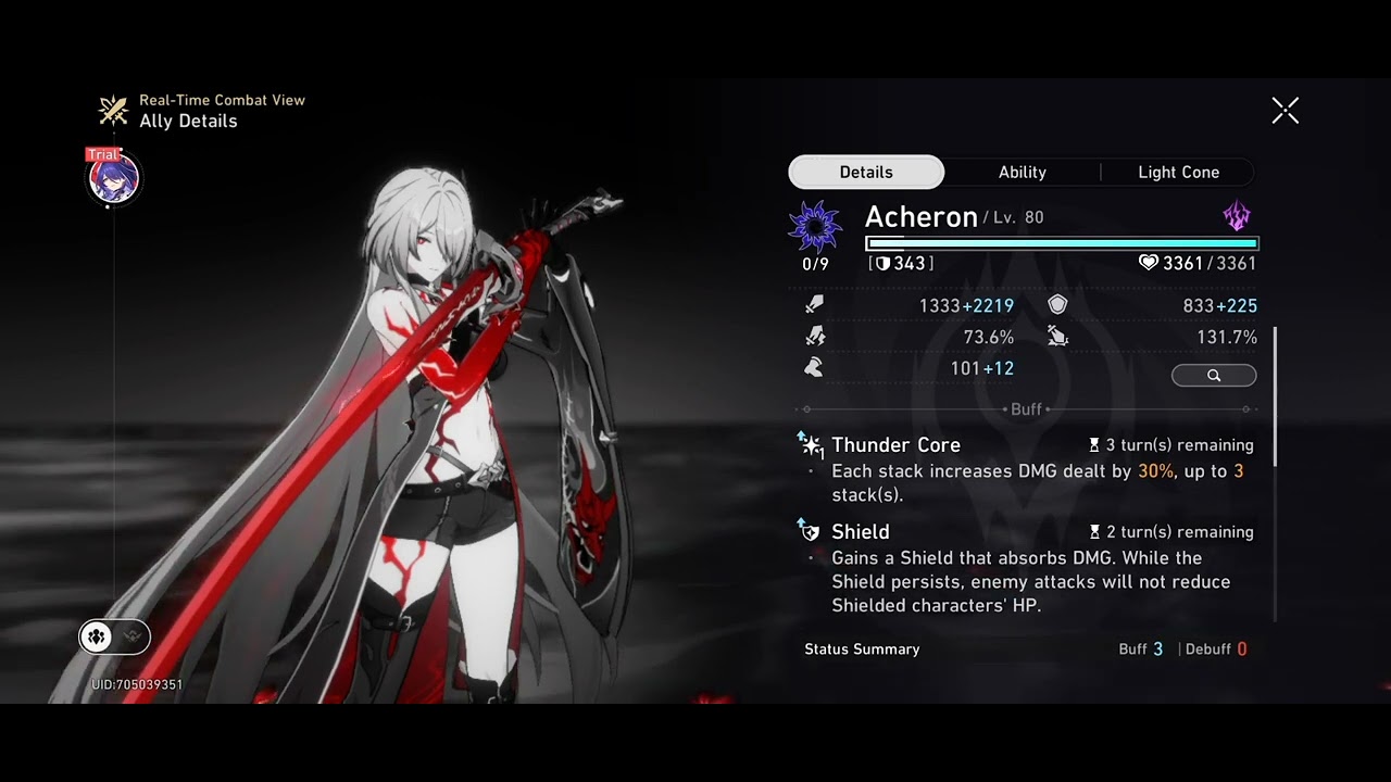 Acheron ally details page during battle - YouTube