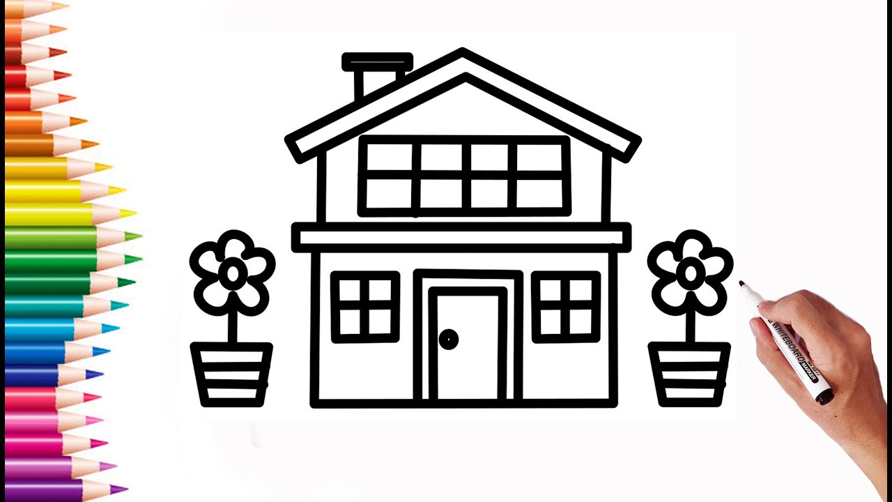 How to draw a house step by step - YouTube