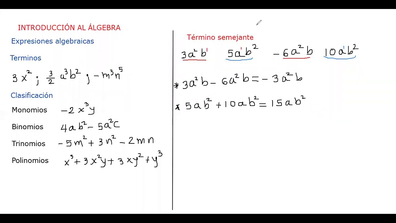 😎Introducción Al Álgebra ⏩Expresiones Algebraicas📝Termino🔺Términos ...